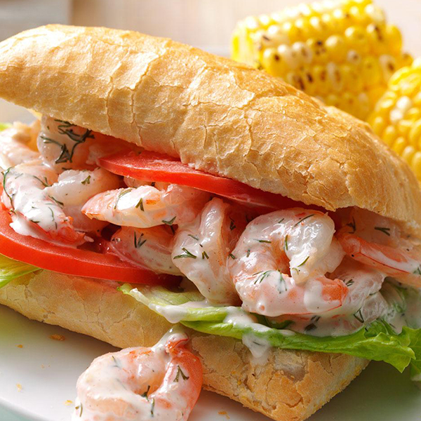 Prawns in Fresh Bread Roll summer Living 6x6 - Capalaba Aussie Seafood ...